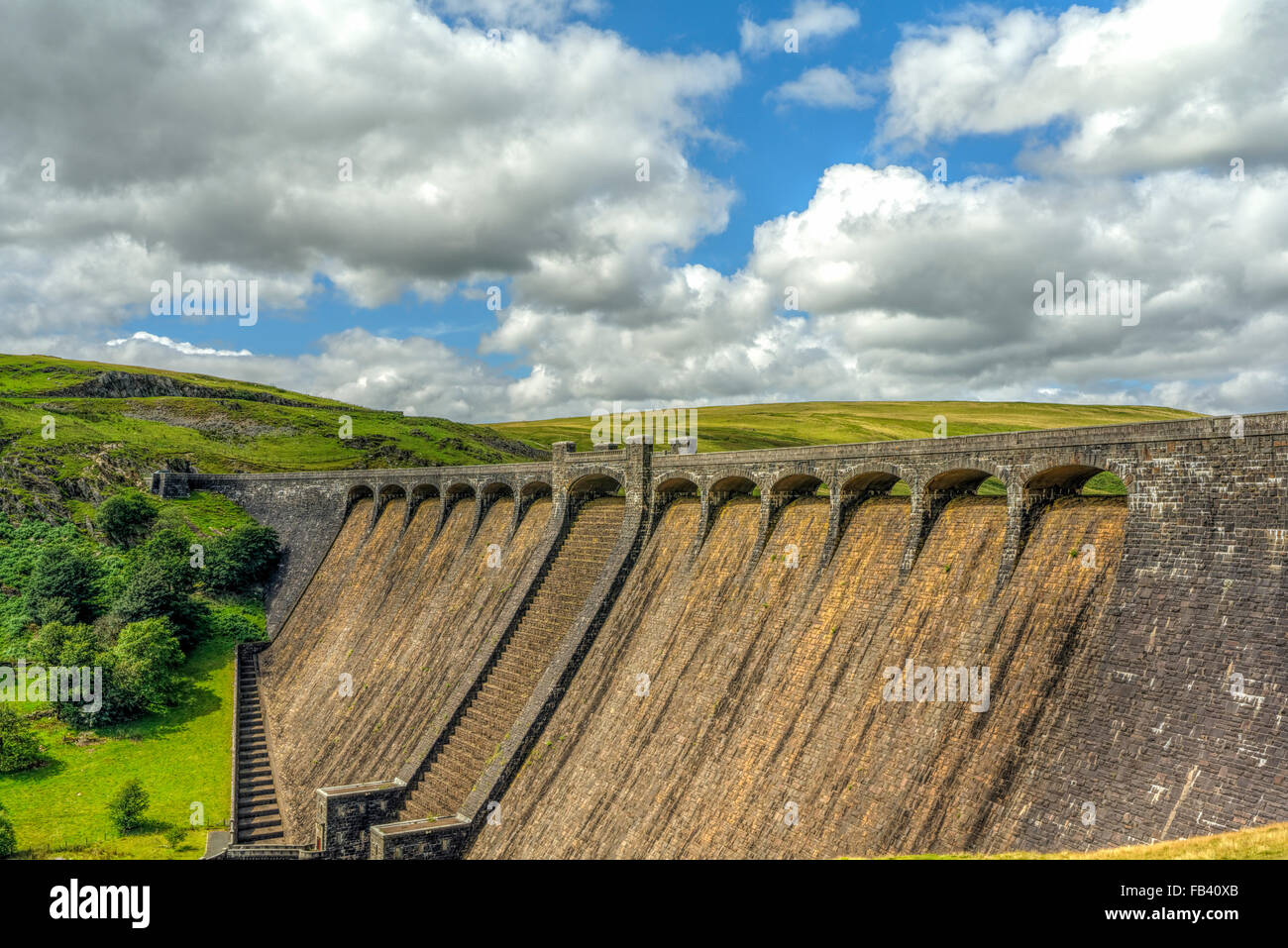 The majestic Claerwen Dam, part of the Elan Valley Reservoirs that ...