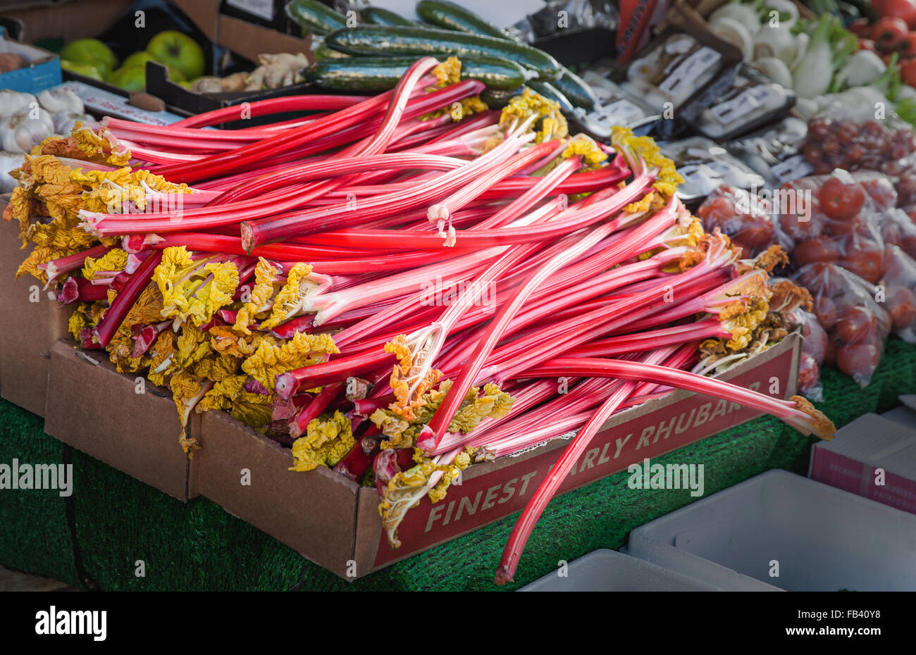 Fresh rhubarb on stall hi-res stock photography and images - Alamy