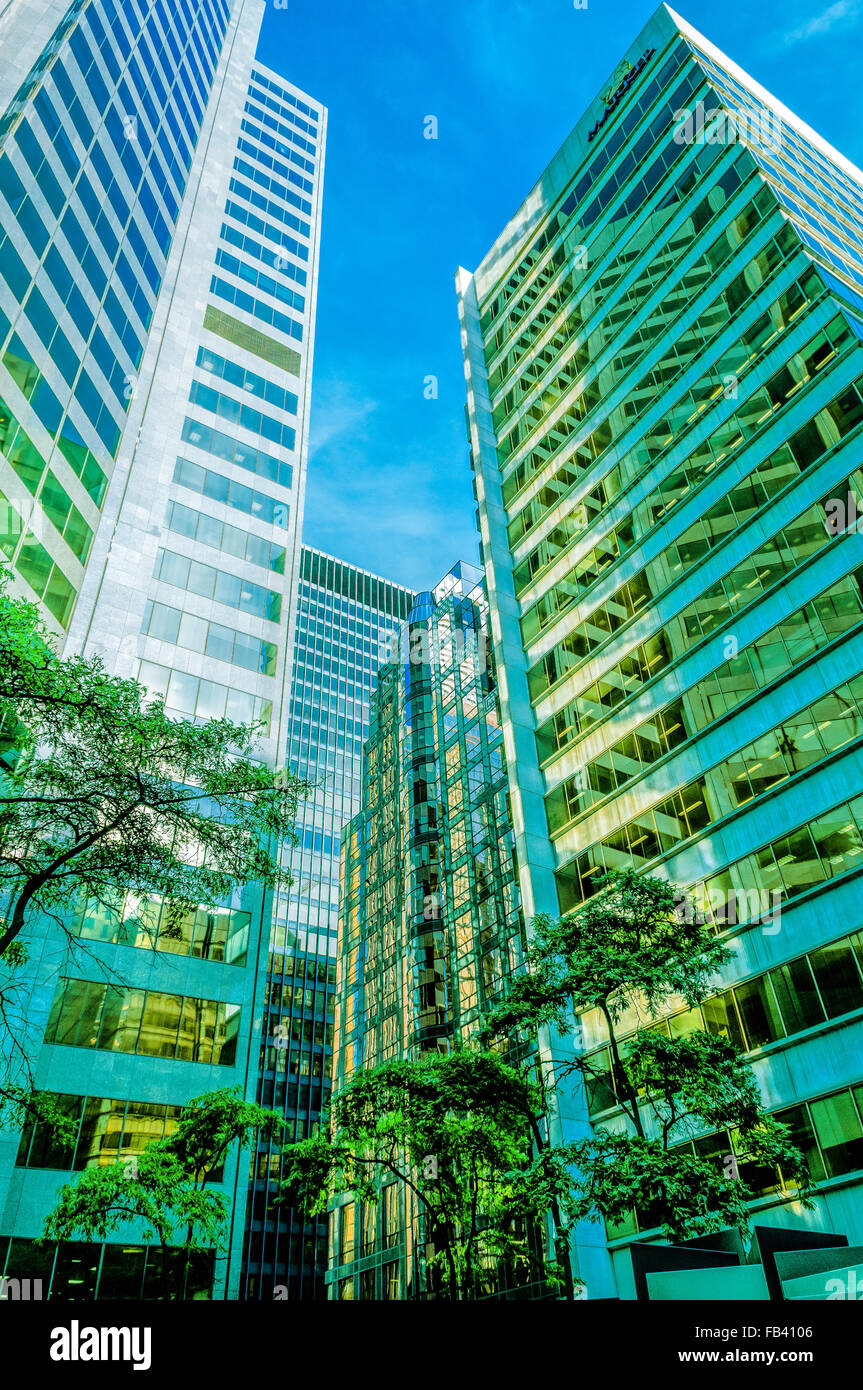 High-rise corporate and business buildings in the downtown Stock Photo ...
