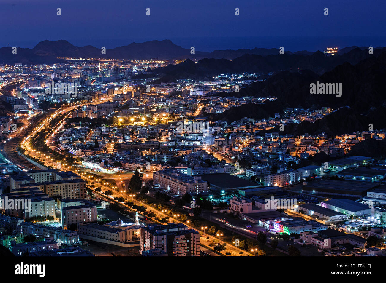 Night cityscape of Muscat, Oman Stock Photo - Alamy