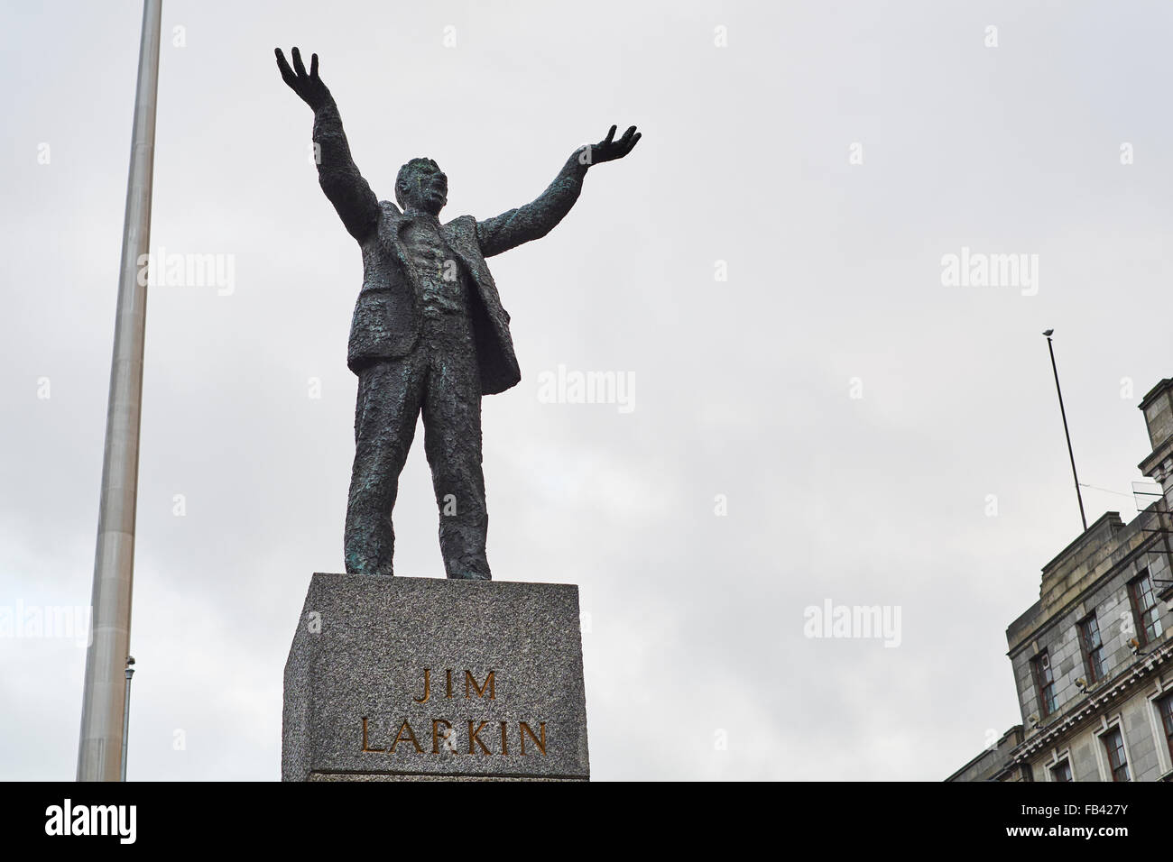 DUBLIN, IRELAND - JANUARY 05: Statue of Jim Larkin with Millennium ...