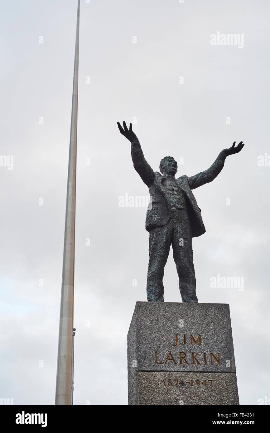 DUBLIN, IRELAND - JANUARY 05: Statue of Jim Larkin with Millennium ...