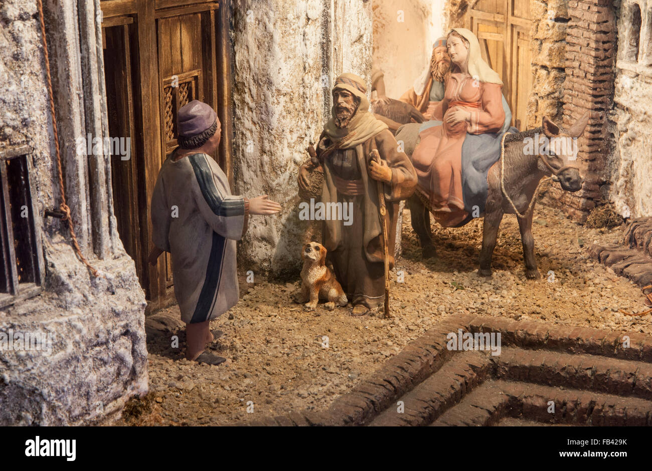 Badajoz, Spain - January 2016: Christmas Nativity scene. Diorama built ...