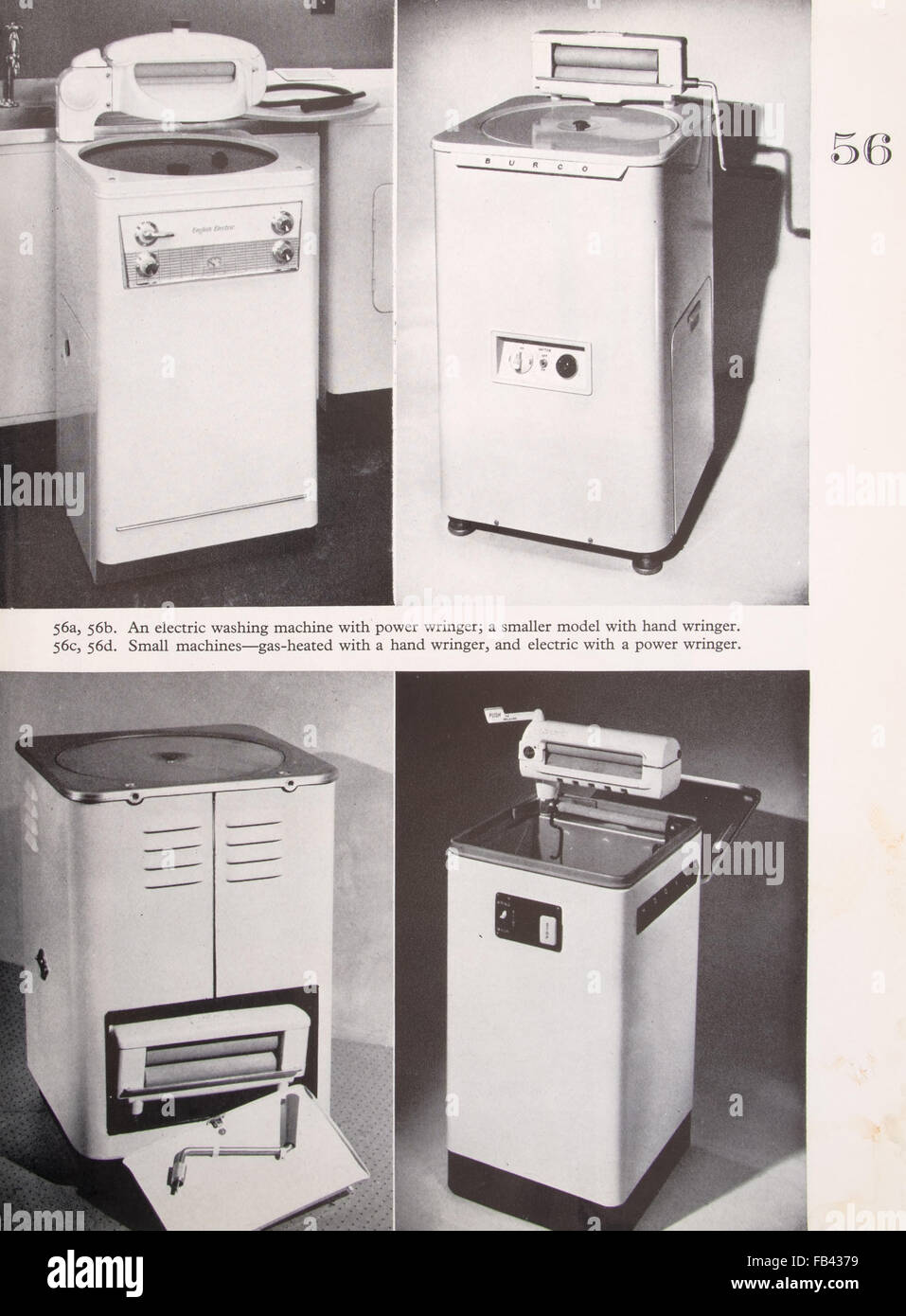 Washing machines and wringers, genuine 1957 print. Household equipment ...