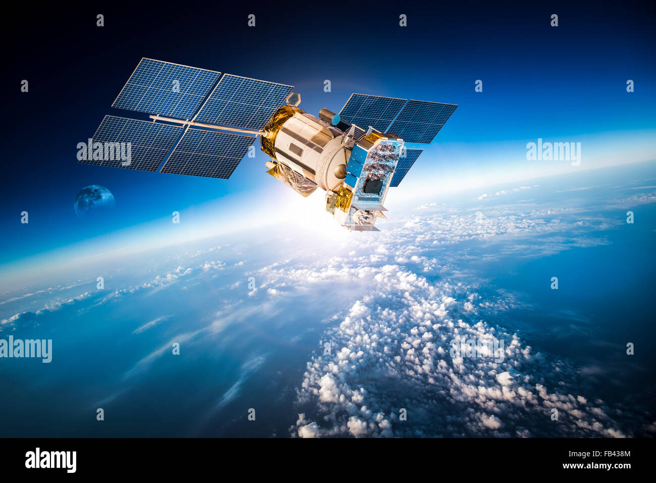Space satellite orbiting the earth. Elements of this image furnished by ...