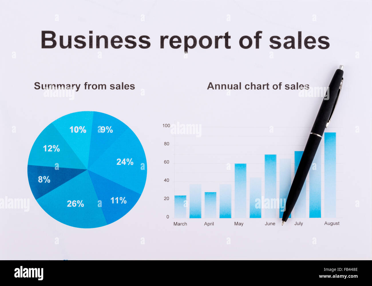 Chart and black handle. Financial operating report Stock Photo - Alamy
