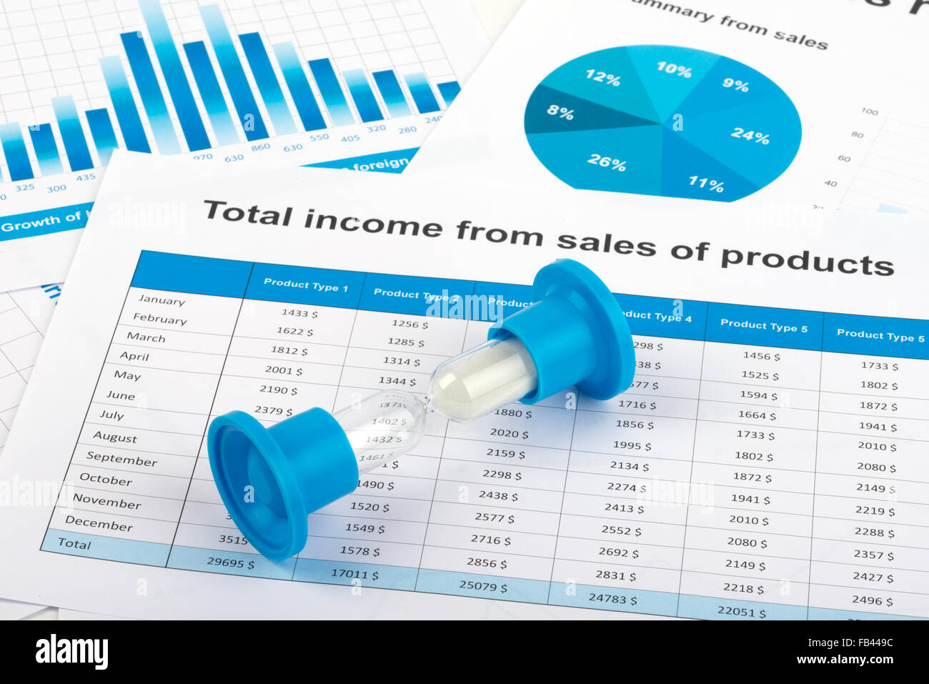 Financial report and graphics on paper Stock Photo - Alamy