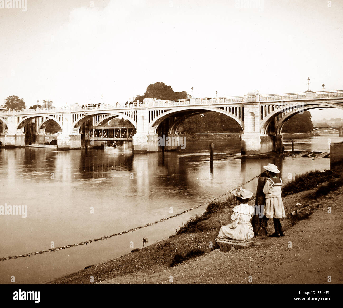 Richmond Bridge, London - Victorian period Stock Photo - Alamy