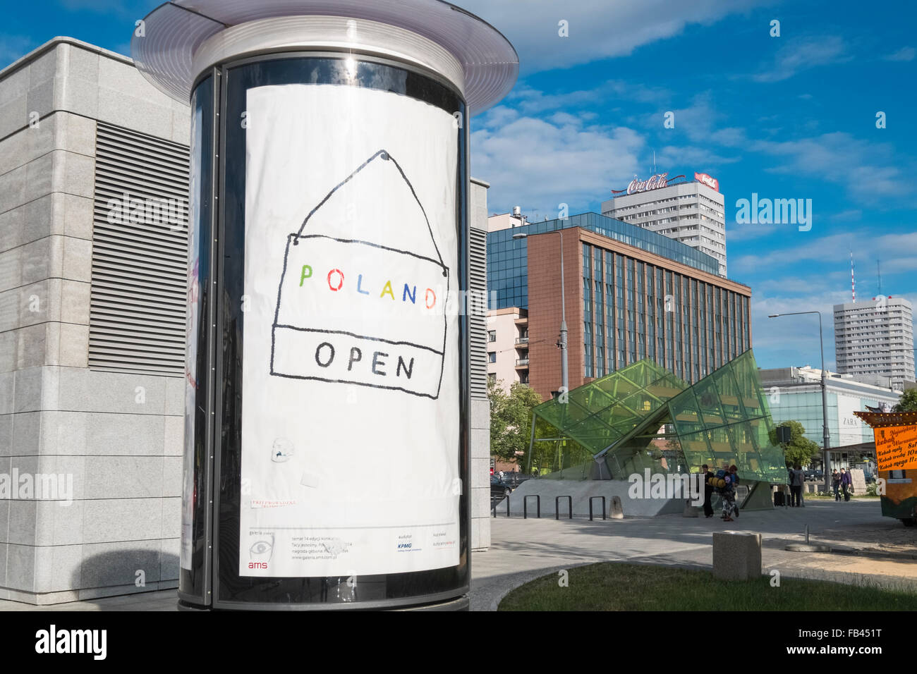 Advertisement board with the words 'Poland Open', Warsaw City Centre ...