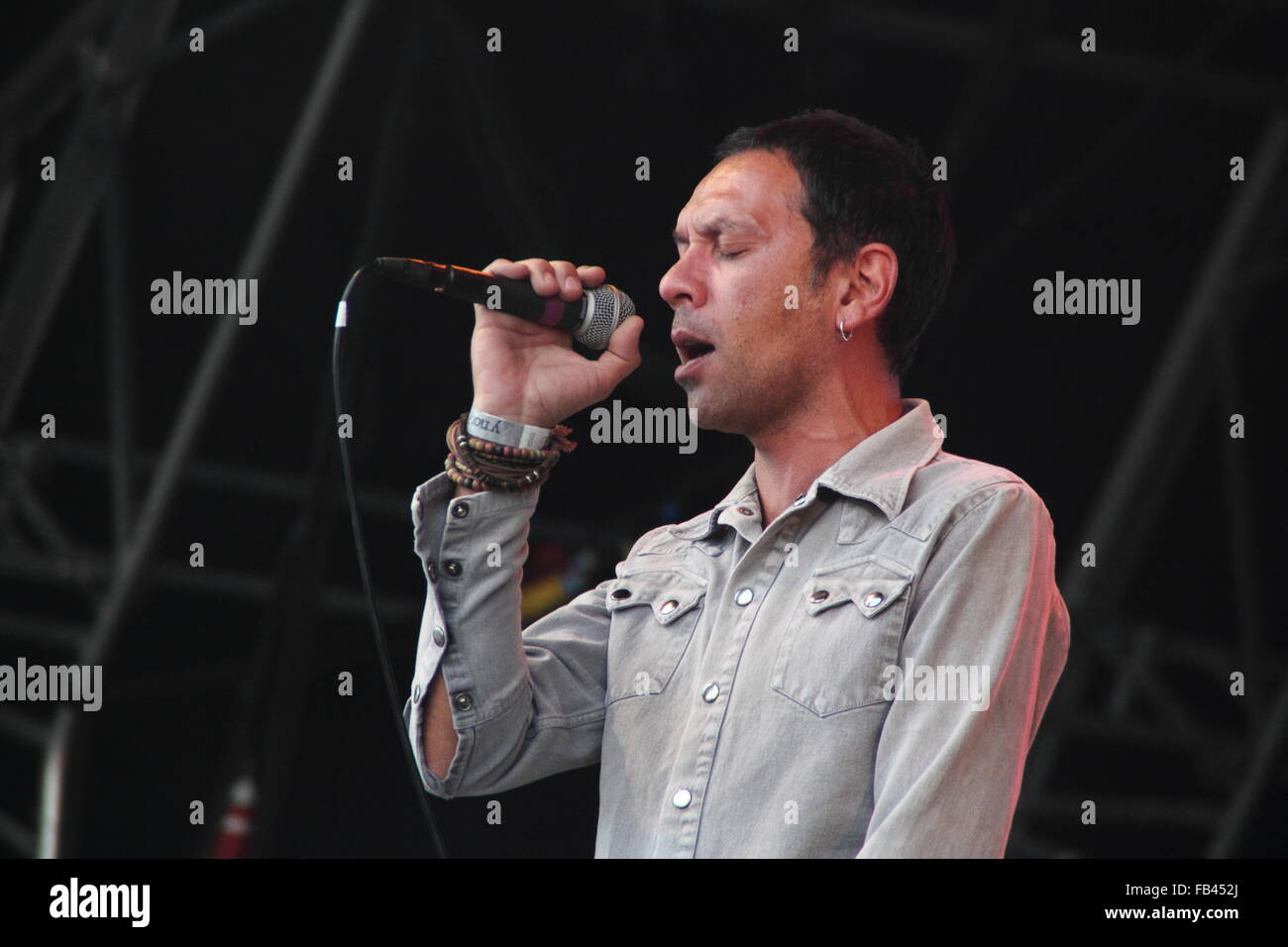 Rick Witter, frontman of Shed Seven, performs on stage at the Y Not ...
