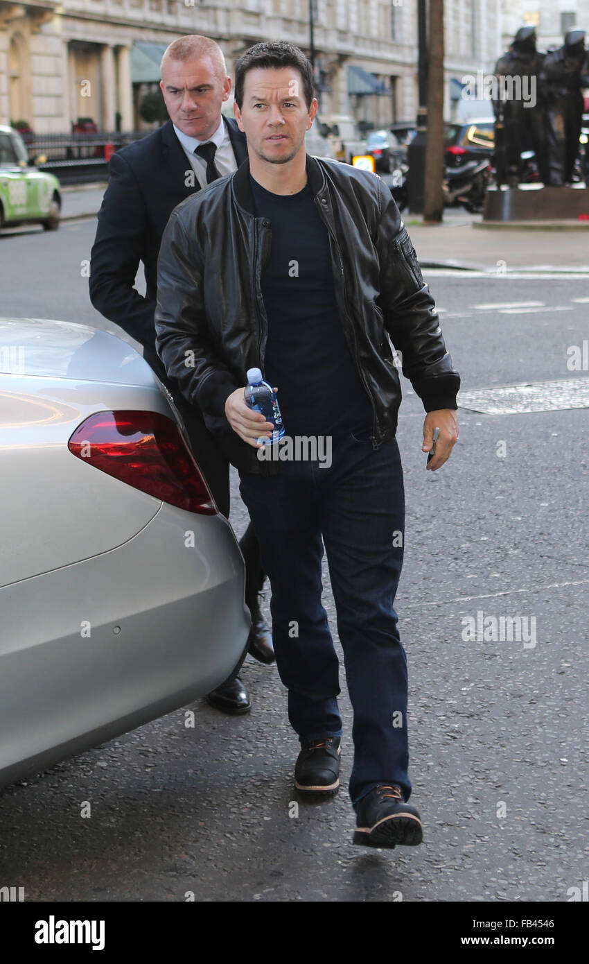 Actors Mark Wahlberg and Will Ferrell arriving at their London hotel ...