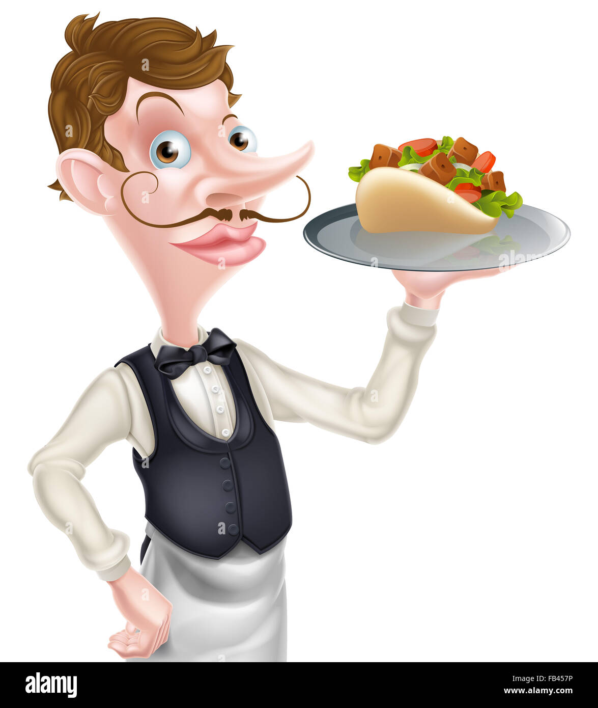 An Illustration of a Cartoon Waiter Butler Stock Photo - Alamy