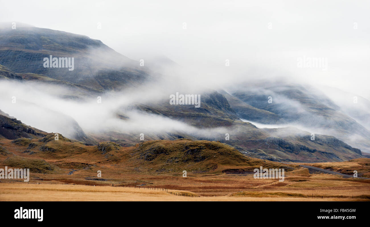 Misty icelandic mountain landscape hi-res stock photography and images ...