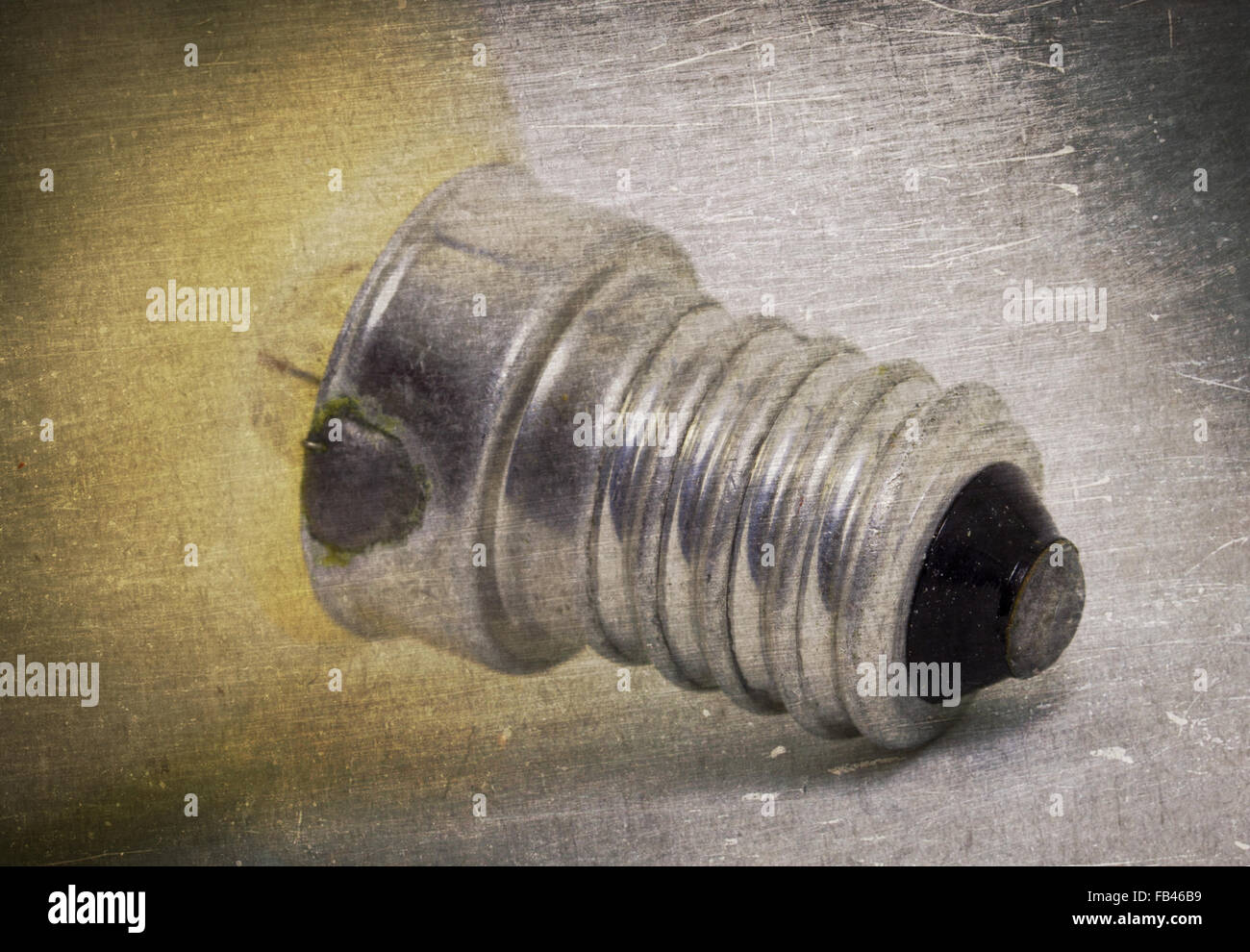 Old yellow lightbulb isolated on a white background - Vintage look ...