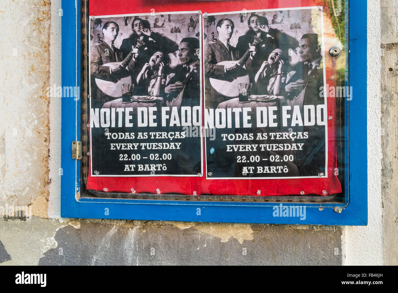 poster advertising live fado music at barto´s, alfama, lisbon, portugal ...