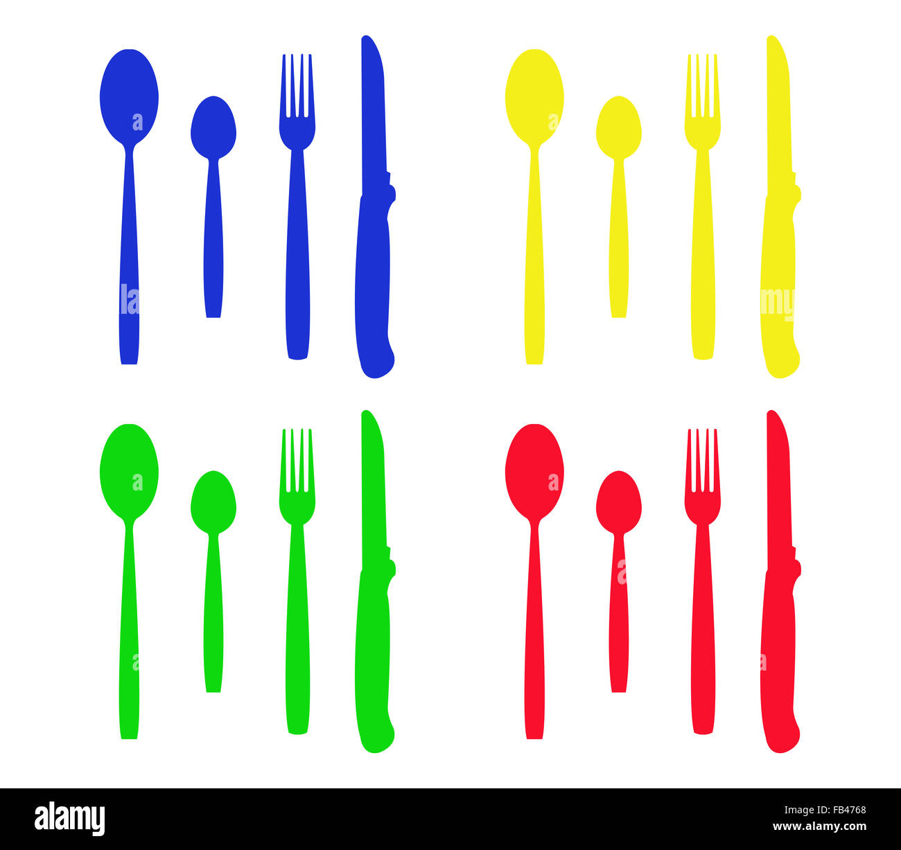 kitchen cutlery on white background Stock Photo - Alamy