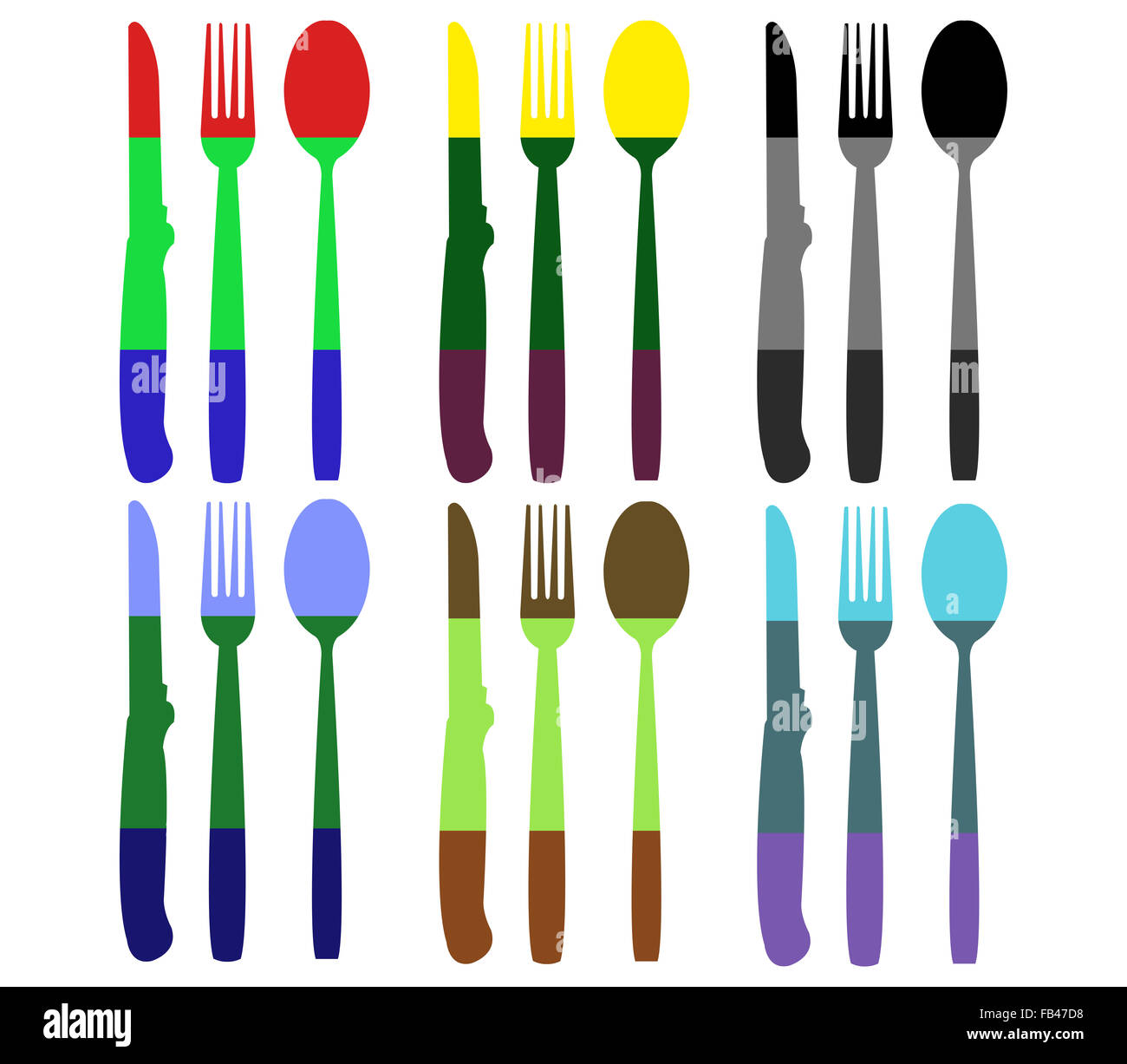 kitchen cutlery on white background Stock Photo - Alamy