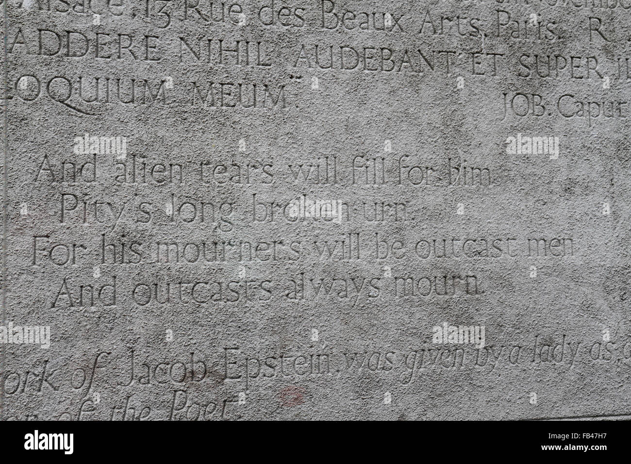 Part of the inscription carved by Joseph Cribb on the tomb of Oscar ...