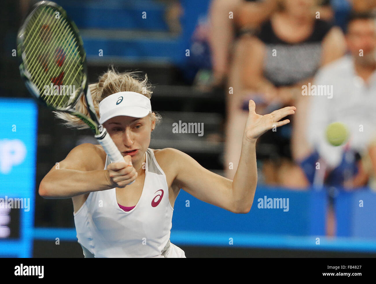 Perth, Australia. 9th Jan, 2016. Daria Gavrilova of Australia hits a ...