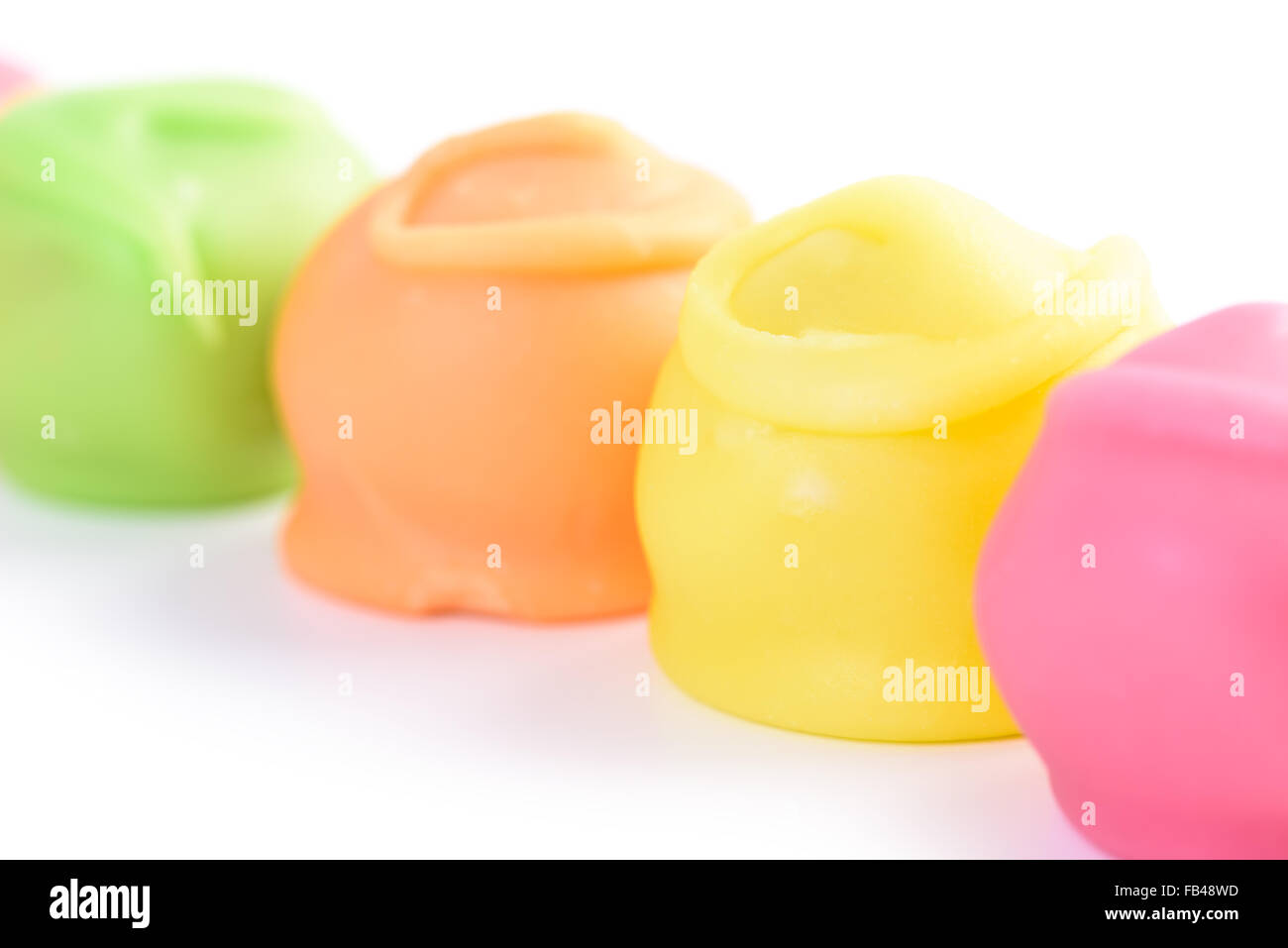 Colorful Fondant Candies On White Background Stock Photo - Alamy