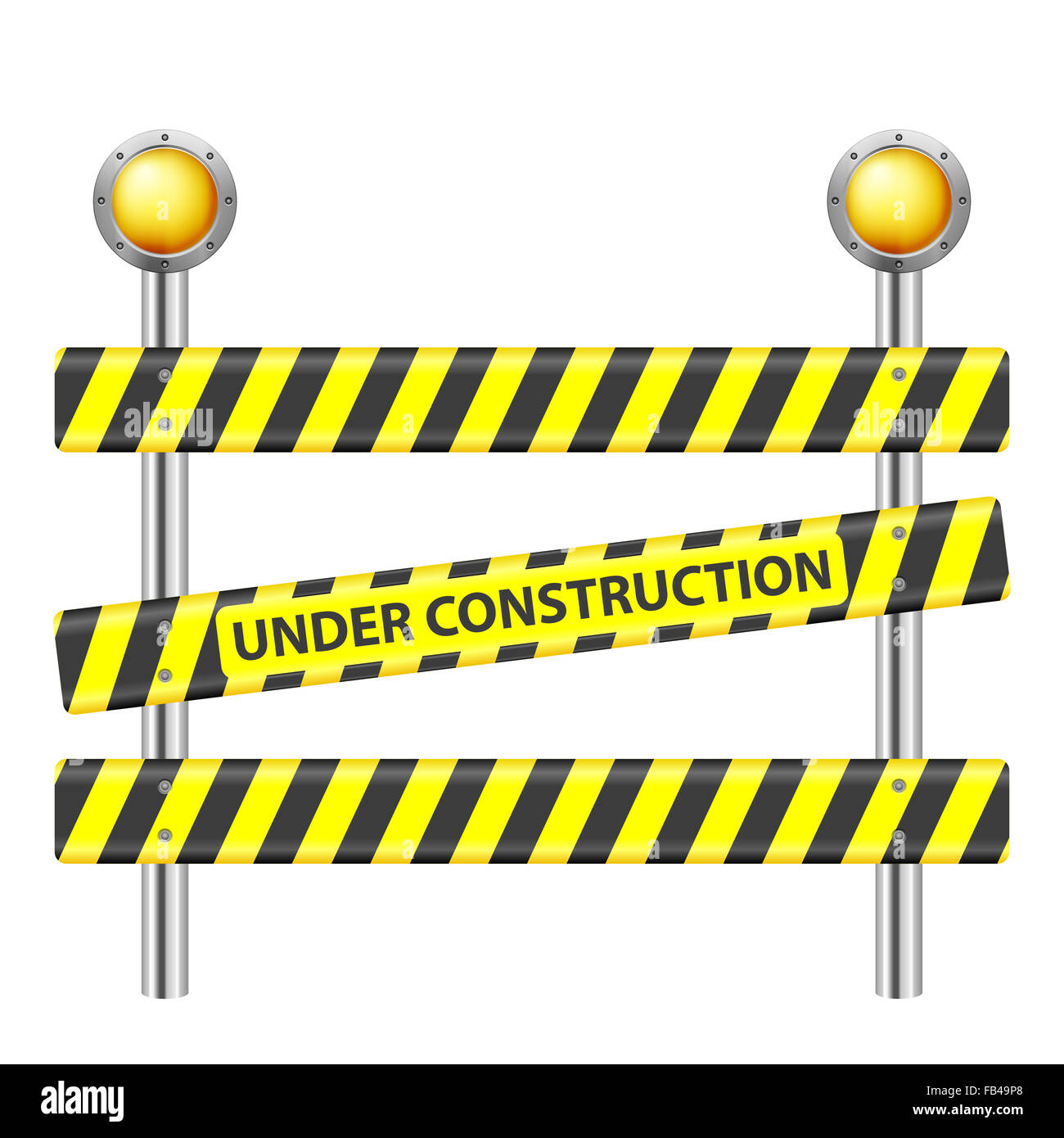 Under construction sign on road barrier Stock Photo - Alamy