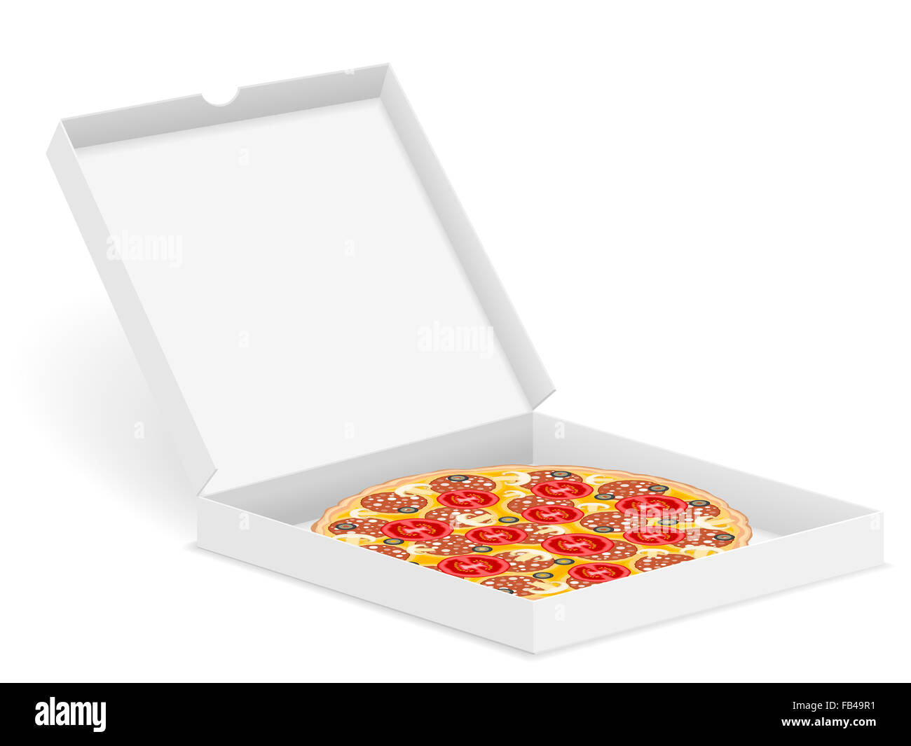 Delicious pizza in box isolated on white background Stock Photo - Alamy