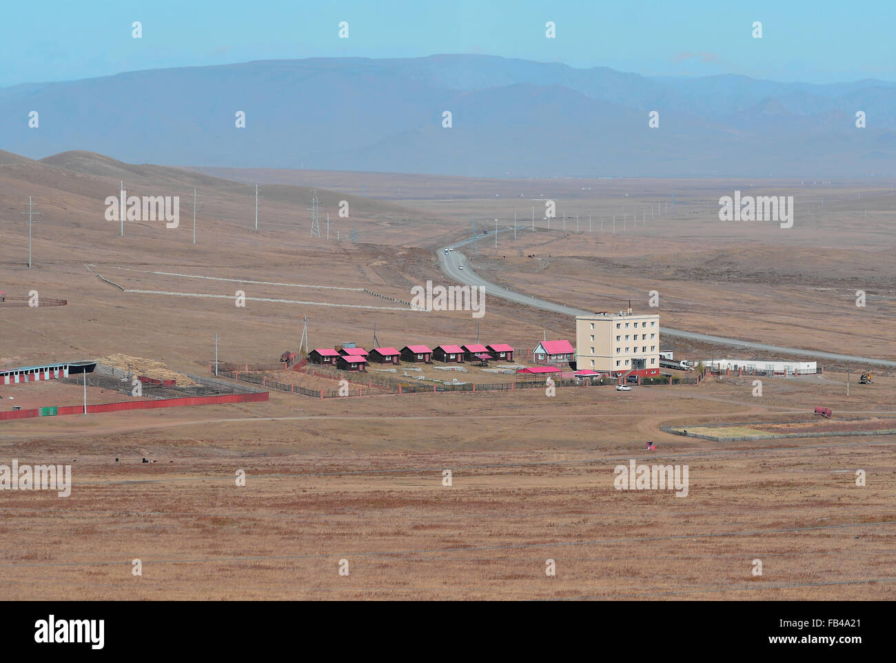 Small modern settlement in the Gobi Desert in Mongolia Stock Photo - Alamy