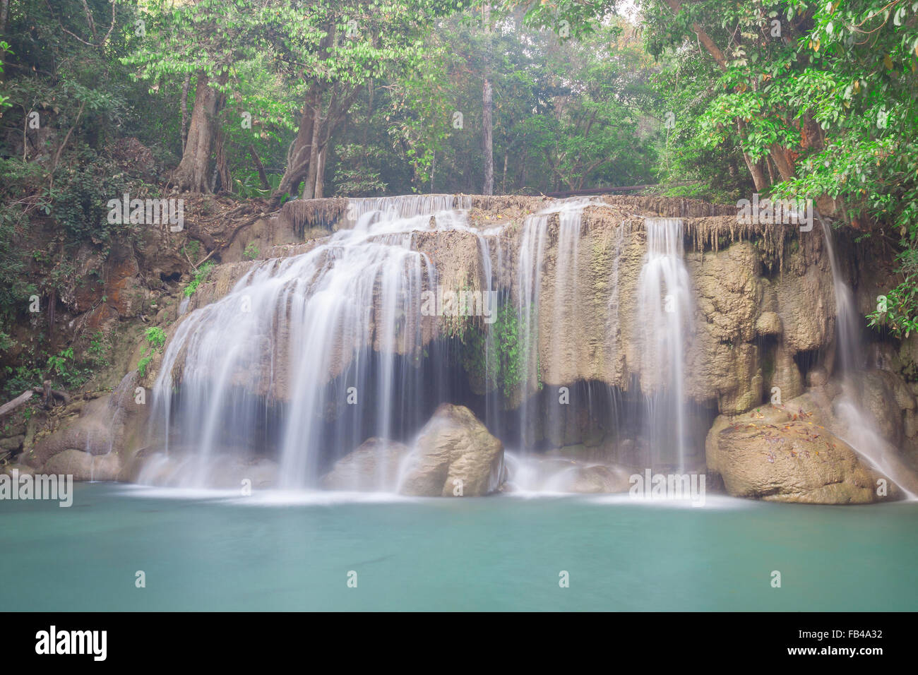 Erawan Waterfall 2nd level, Erawan National Park in Kanchanaburi ...