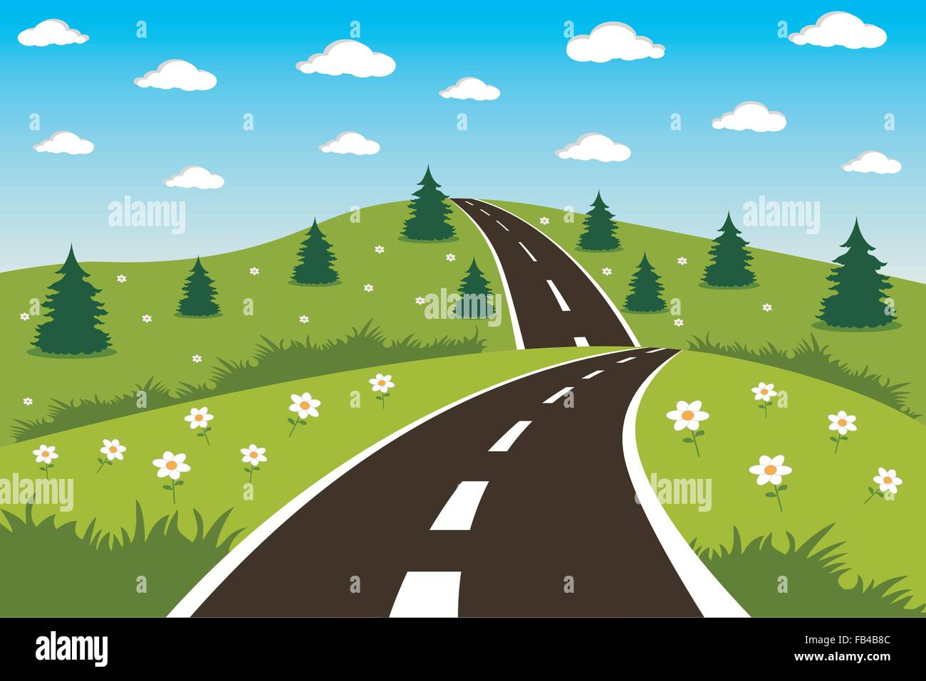 Green landscape with road Stock Vector Image & Art - Alamy