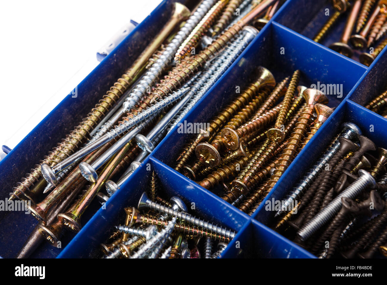 Set screws in blue box Stock Photo - Alamy