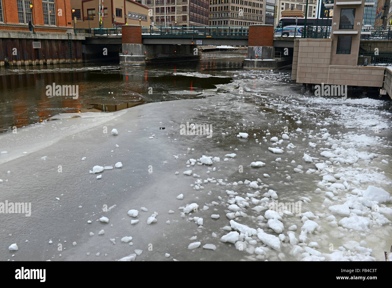 icebergs in frozen river in Milwaukee, Wisconsin Stock Photo - Alamy