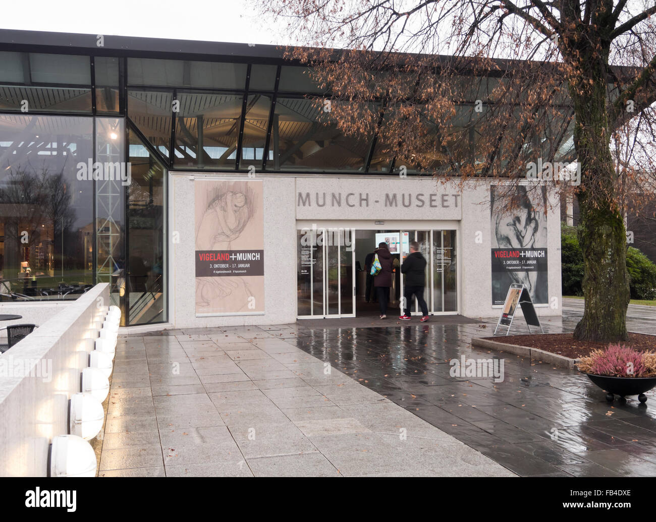 Entrance to the Munch museum in Oslo Norway, posters advertising a ...