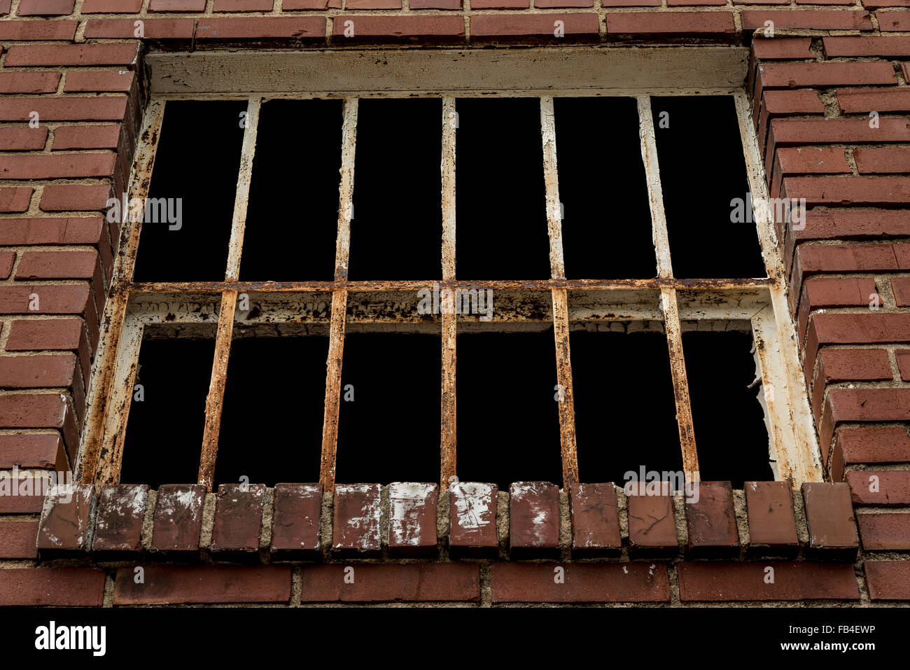 Rusty Old Barred Windows With Black Background Stock Photo - Alamy