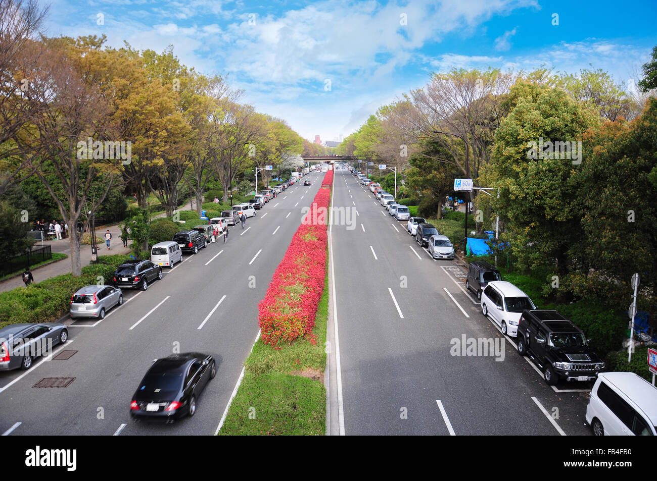 Tokyo, Japan - April 15, 2012 : Clean Japan street near Harajuku park ...