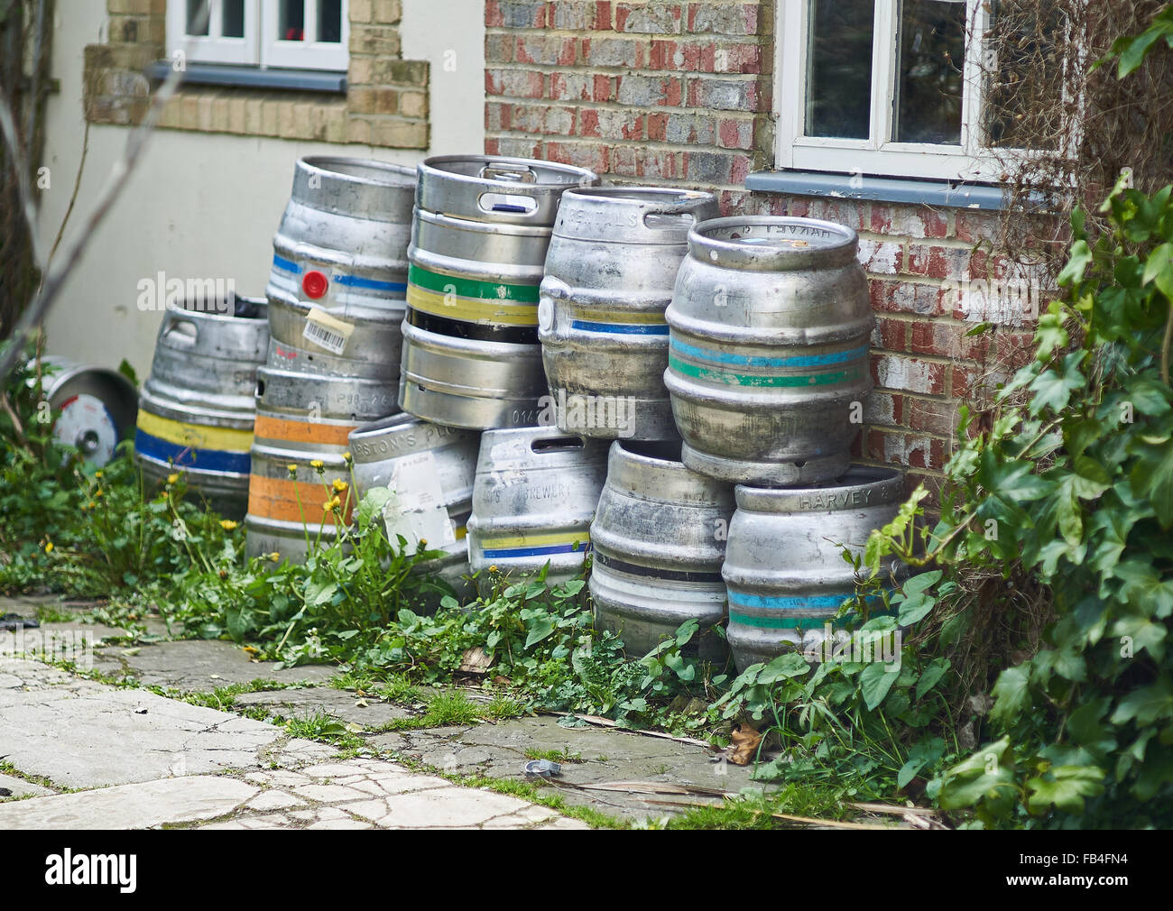 Barrels stacked outside a pub hi-res stock photography and images - Alamy