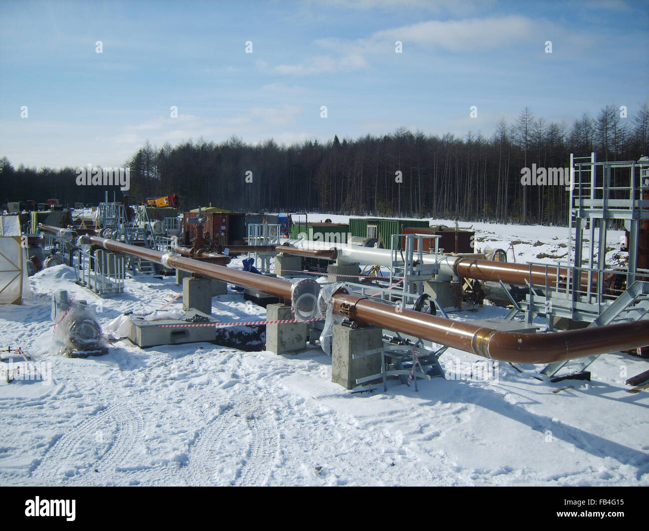 Platform of construction of pipelines. Booster pump station Stock Photo ...