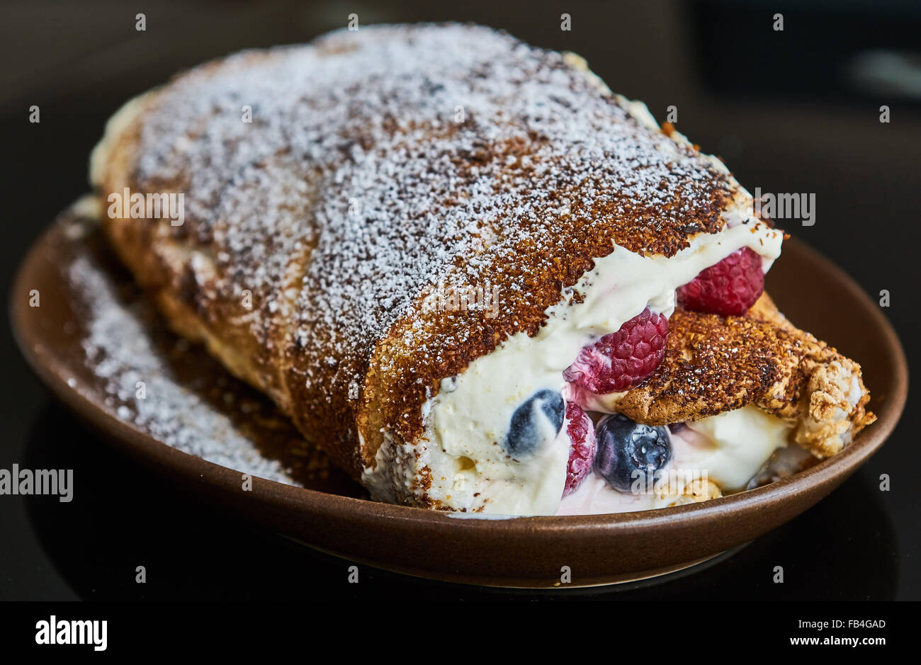 Raspberry Roulade with Cream Stock Photo - Alamy