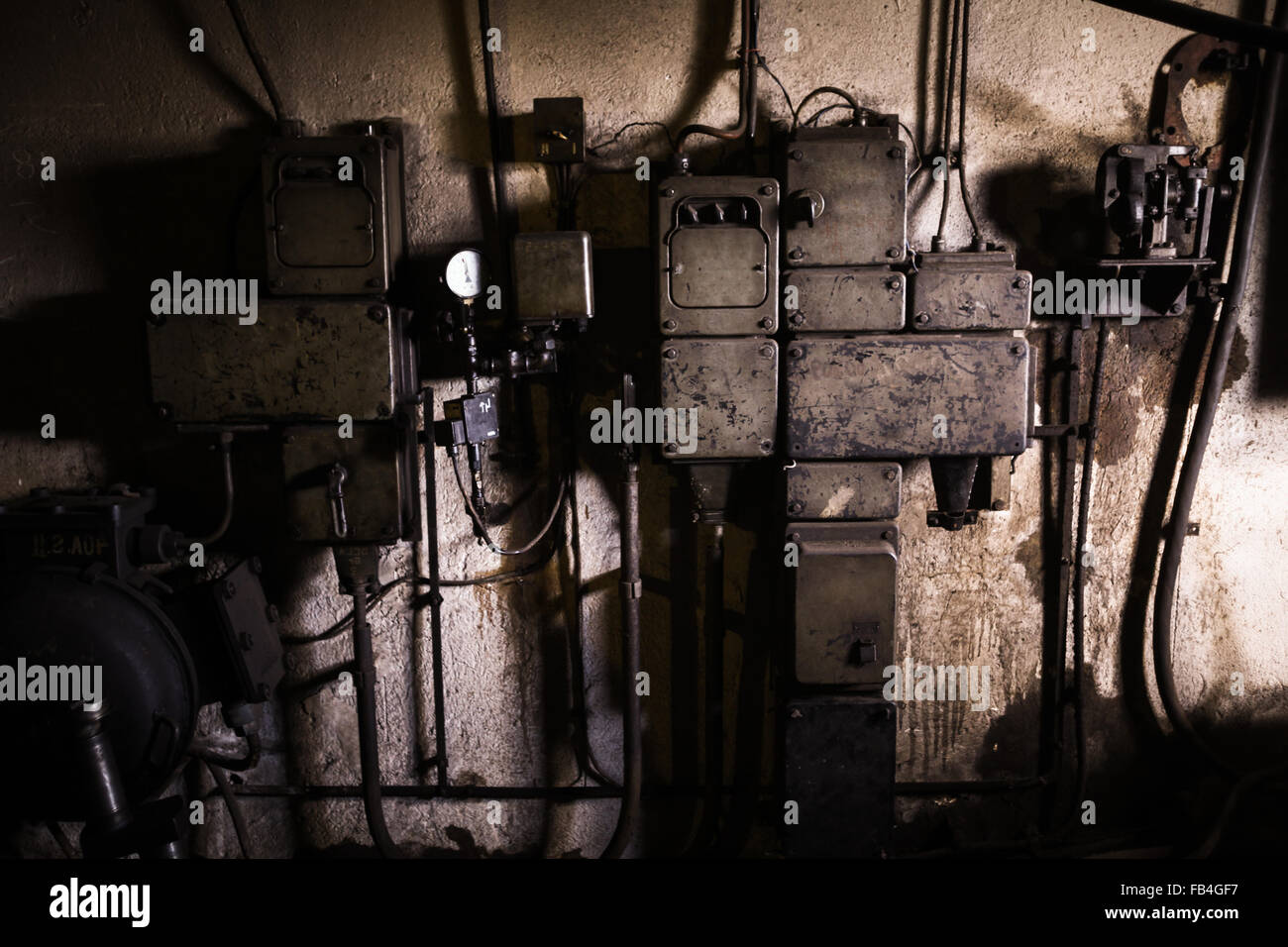 Color image of a rusty electrical system on a wall Stock Photo - Alamy