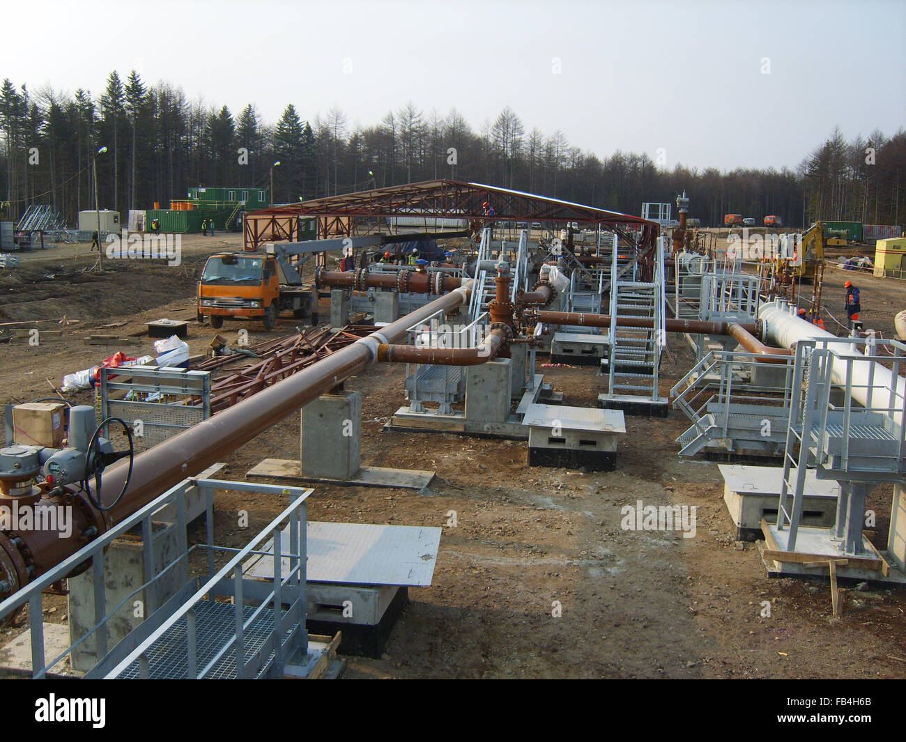 Platform of construction pipelines Stock Photo - Alamy