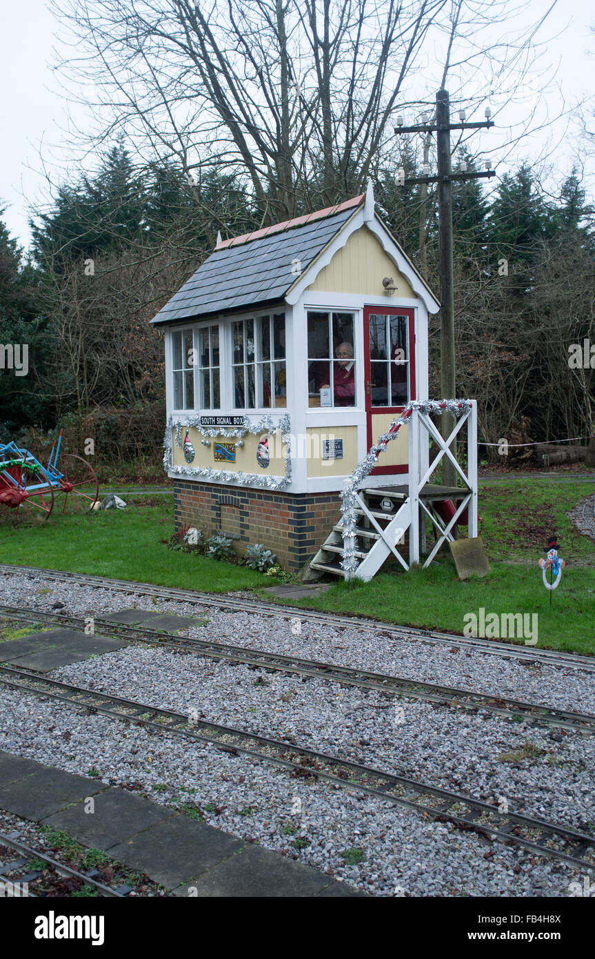 Signal box at Mizens Miniature Railway in Woking, Surrey Stock Photo ...