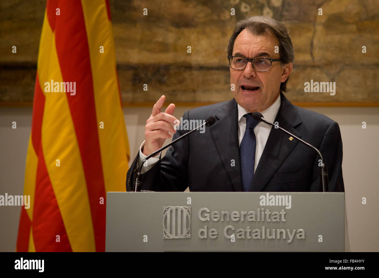 Barcelona, Spain. 9th January, 2016. Acting catalan president and ...
