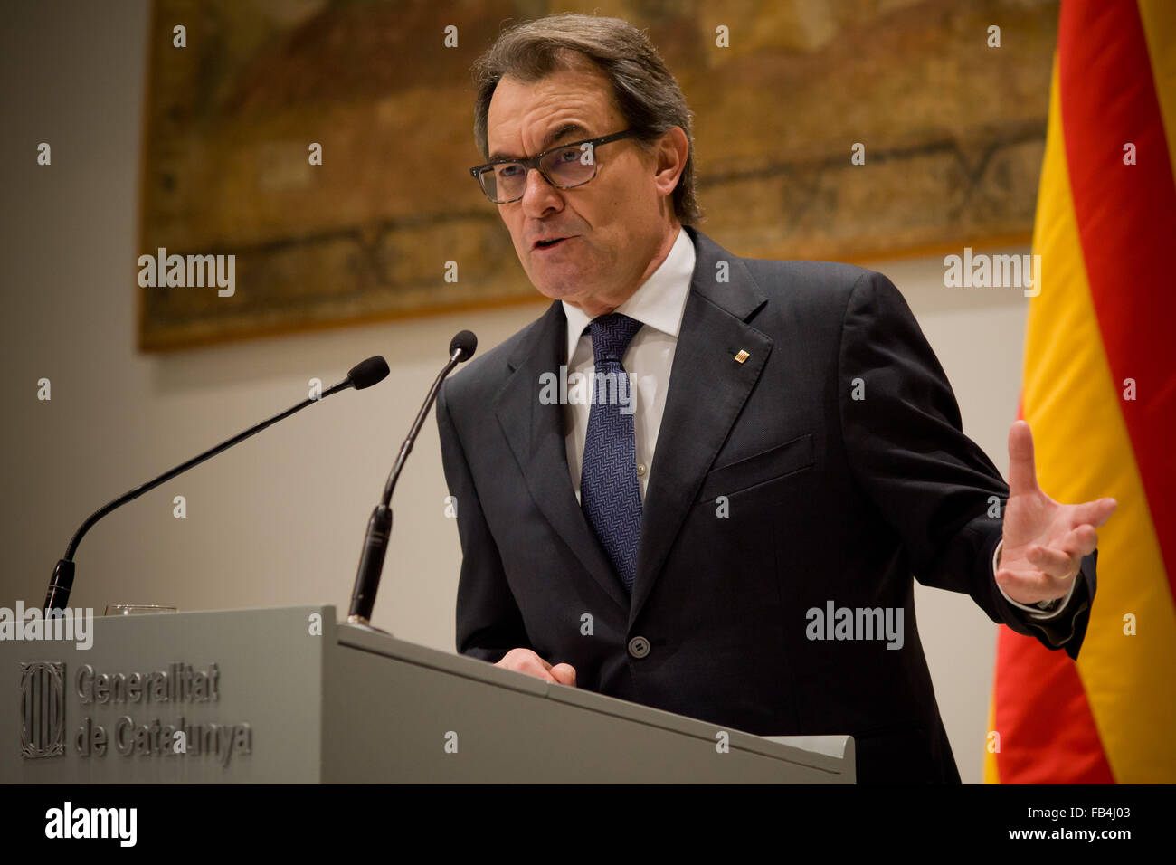 Barcelona, Spain. 9th January, 2016. Acting catalan president and ...