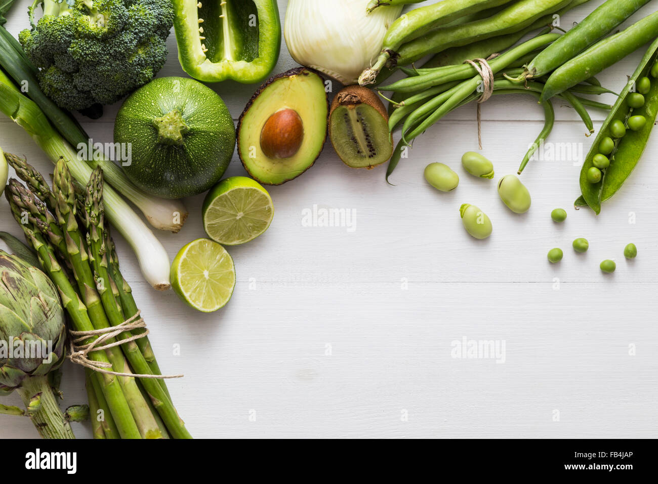Selection of green fruit and vegetable ingredients Stock Photo - Alamy