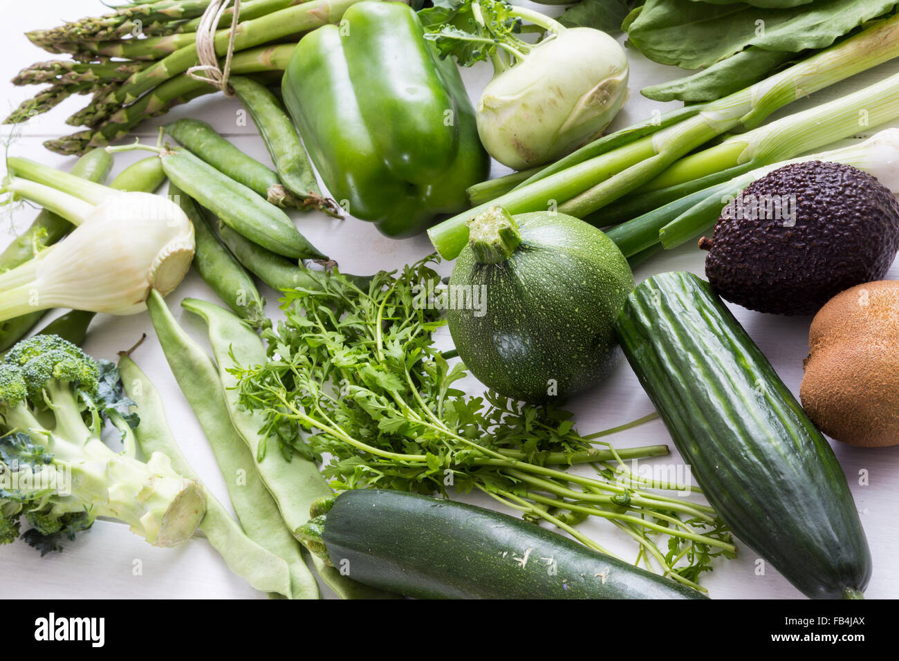 Collection of green fruit and vegetables Stock Photo - Alamy