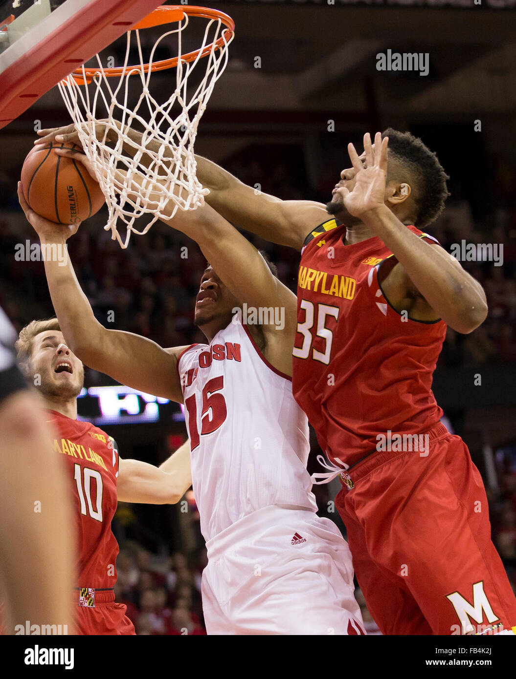 Madison, WI, USA. 9th Jan, 2016. Wisconsin Badgers forward Charlie ...