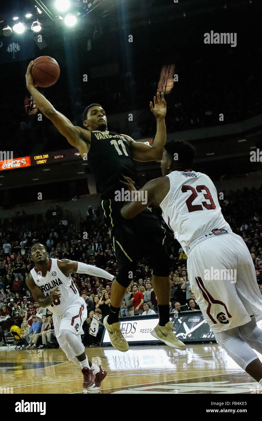 Columbia, SC, USA. 9th Jan, 2016. Jeff Roberson (11) of the Vanderbilt ...