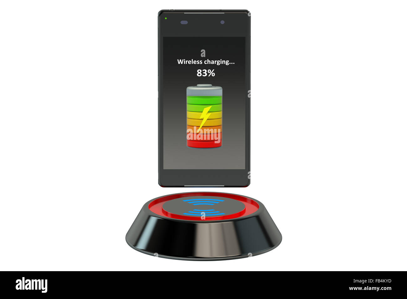 Wireless charging of smartphone isolated on white background Stock ...