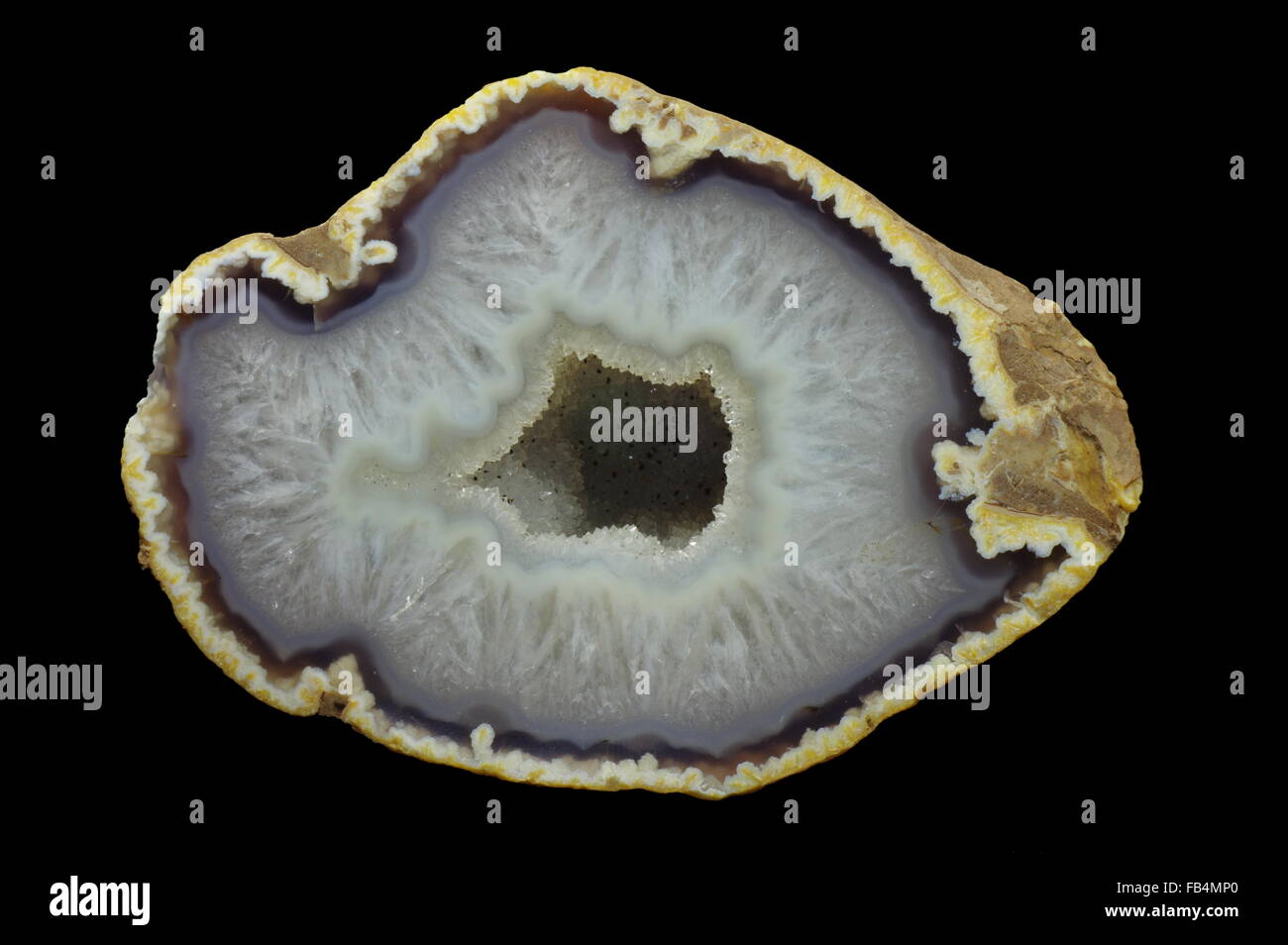 Agate stone with geode, cut and polished. Origin: Atlas mountain ...