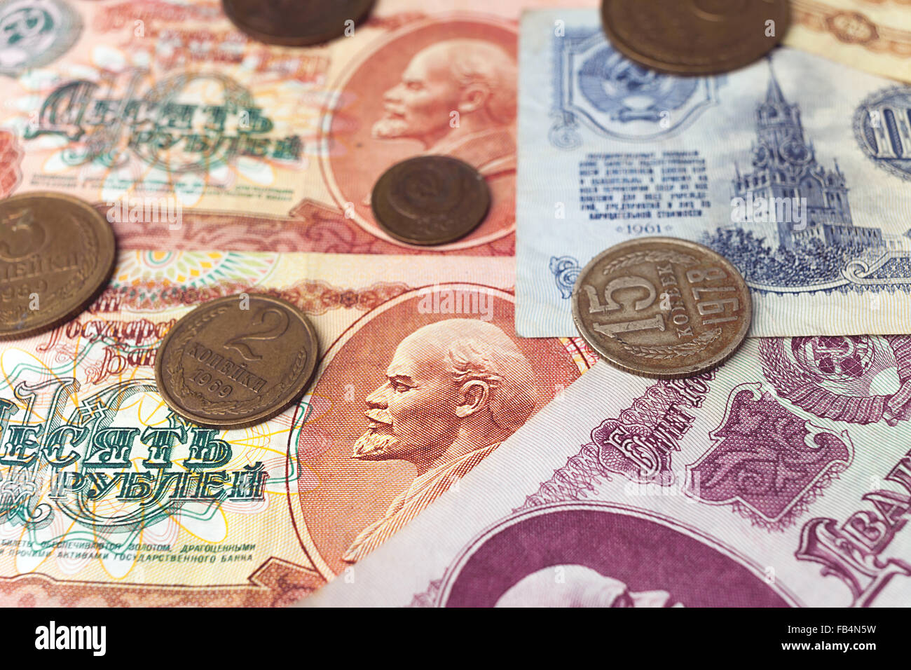 Old soviet russian money background Stock Photo - Alamy