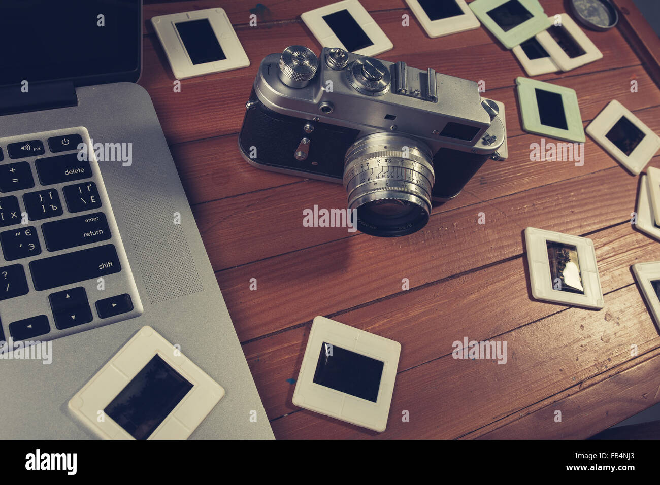 Laptop retro photo camera hi-res stock photography and images - Alamy
